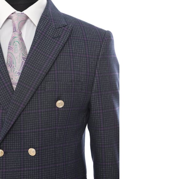 Derman | Suits & Blazers | Purple On Charcoal Doublebreasted 2piece ...
